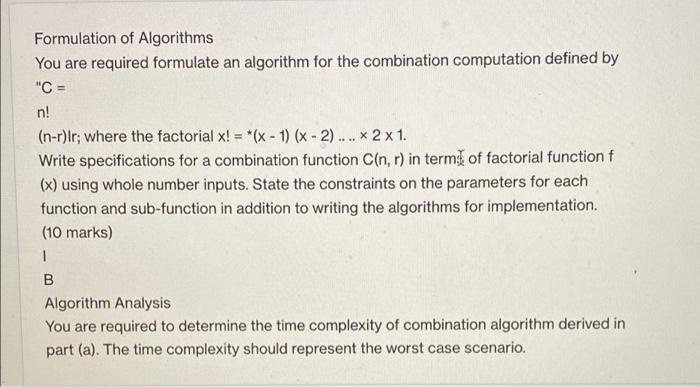 Solved Formulation of Algorithms You are required formulate | Chegg.com
