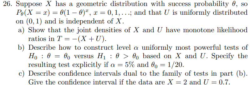 Solved Suppose x ﻿has a geometric distribution with success | Chegg.com