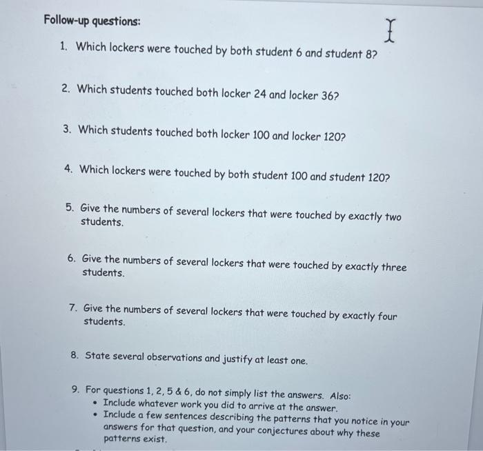 Solved 1. Which lockers were touched by both student 6 and | Chegg.com
