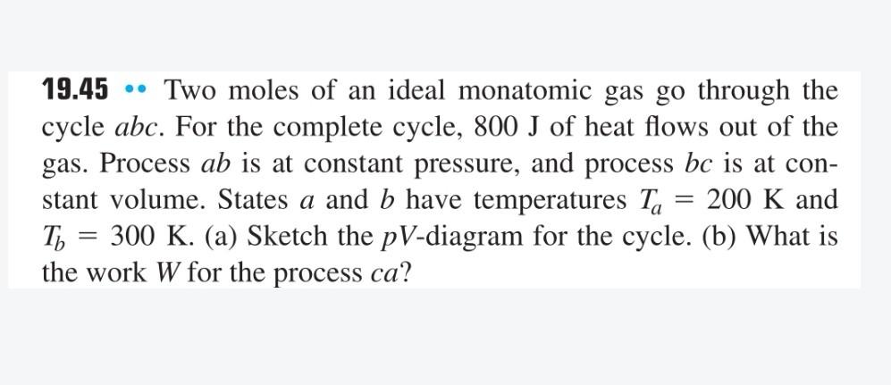 Solved 19.45 ∵ Two moles of an ideal monatomic gas go | Chegg.com
