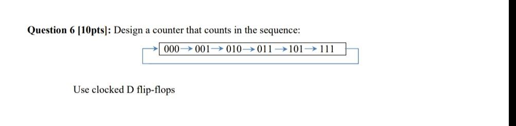 Solved Question 6 [10pts]: Design a counter that counts in | Chegg.com