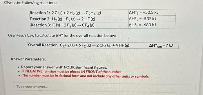 Solved Given the following reactions: Reaction 1: 2 C(s) + 2 | Chegg.com