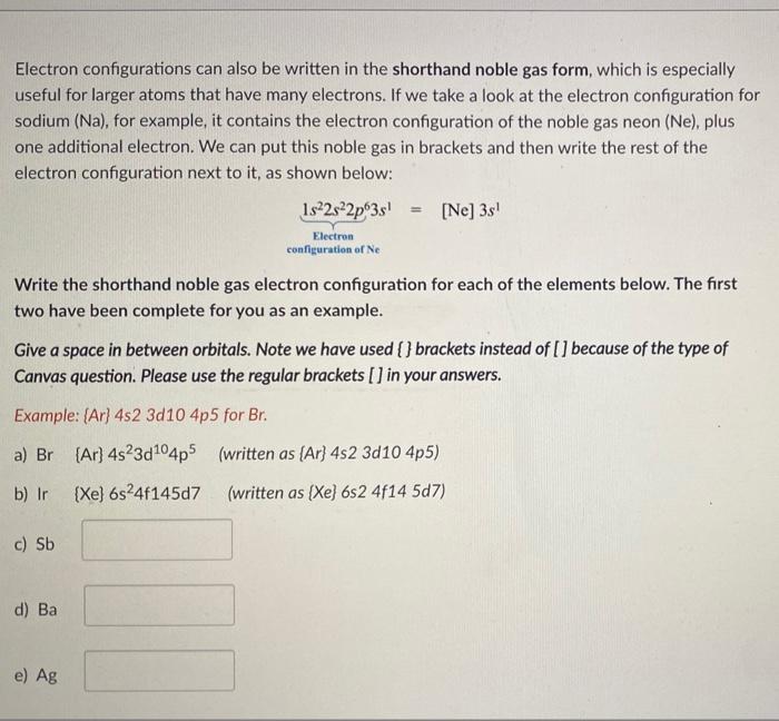 Solved Electron configurations can also be written in the | Chegg.com