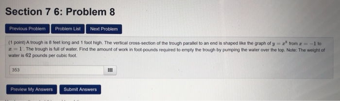 Solved Section 7 6: Problem 8 Previous Problem Problem List | Chegg.com