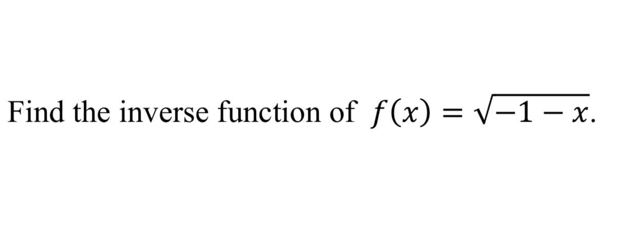 Solved Find the inverse function of f(x)=-1-x2. | Chegg.com