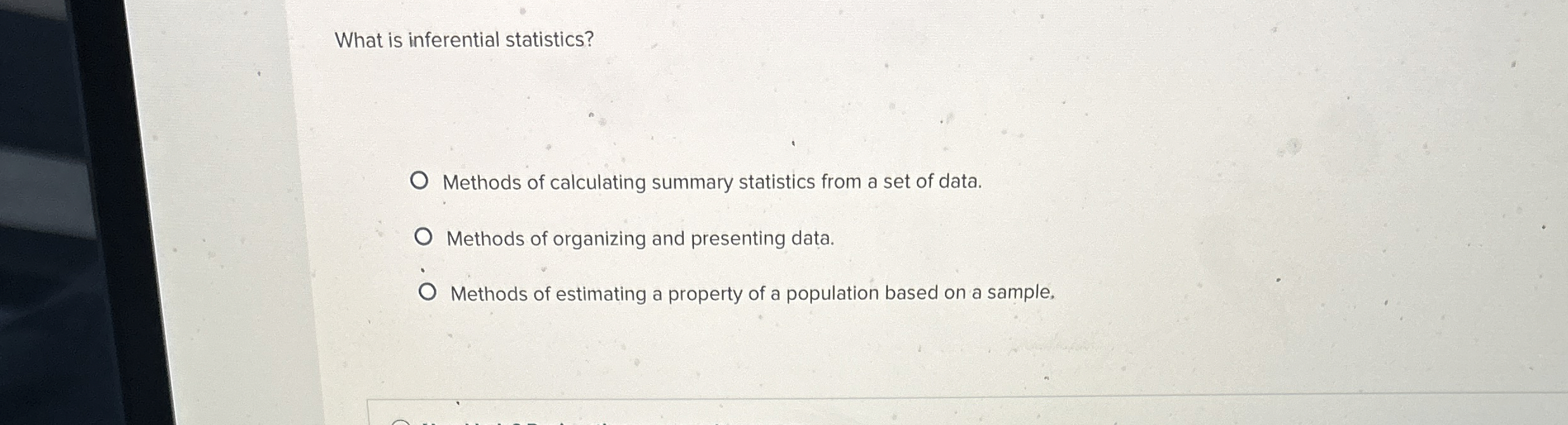 Solved What is inferential statistics?Methods of calculating | Chegg.com