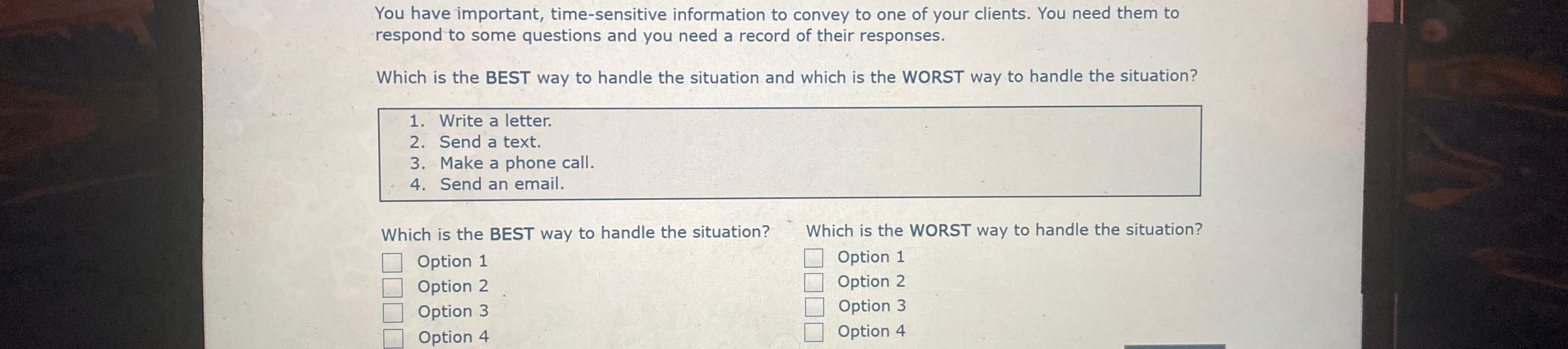 Solved You have important, time-sensitive information to | Chegg.com