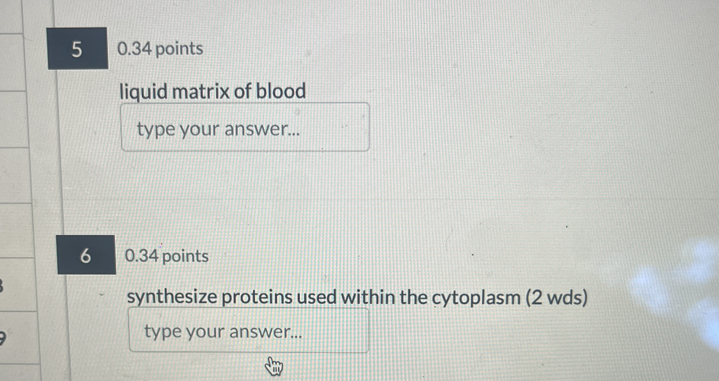 Solved 50.34 ﻿pointsliauid matrix of blood60.34 | Chegg.com