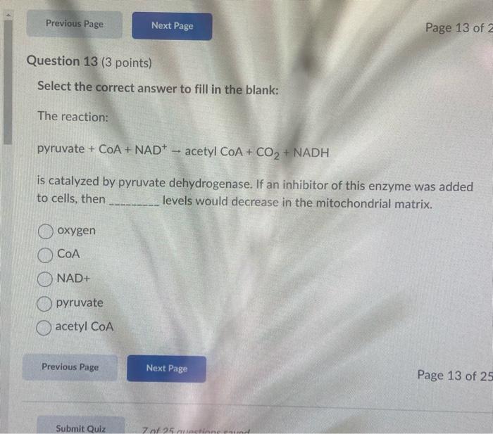 Solved Page 13 of 2 Question 13 (3 points) Select the | Chegg.com