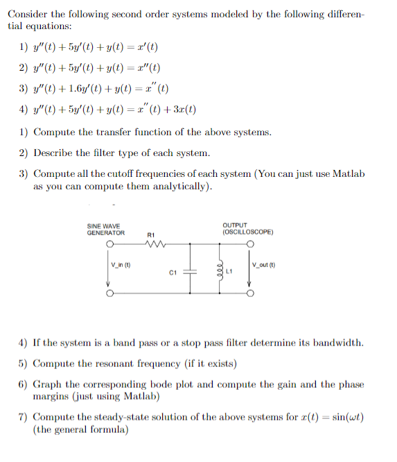 Consider the following second order systems modeled | Chegg.com