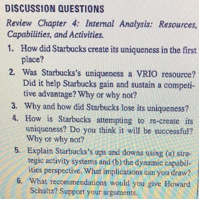 Solved DISCUSSION QUESTIONS Review Chapter 4: Intemal | Chegg.com