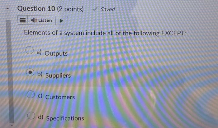 Solved Elements of a system include all of the following | Chegg.com