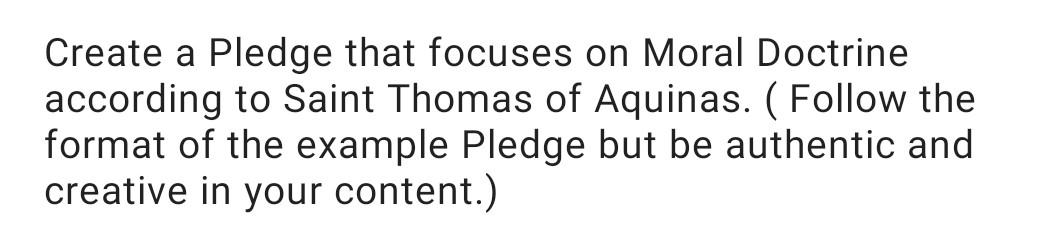 Create a Pledge that focuses on Moral Doctrine | Chegg.com