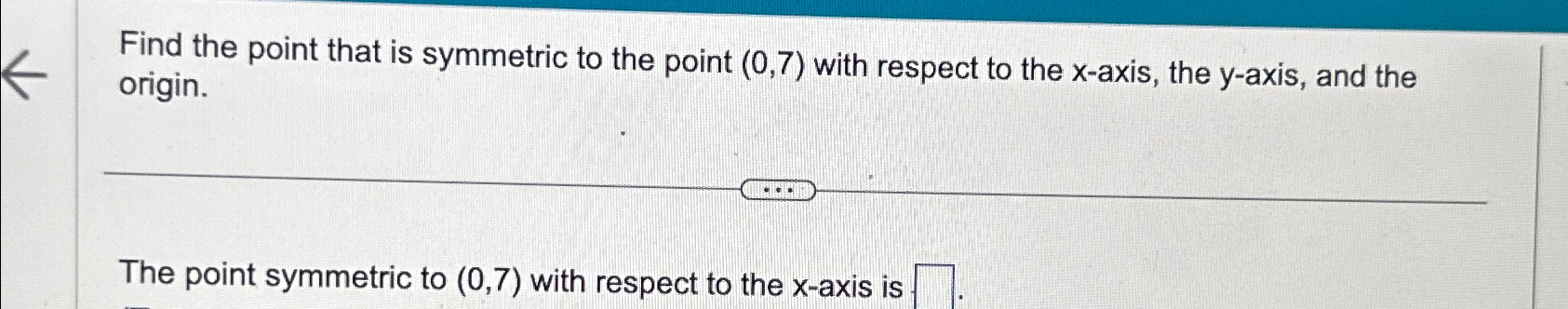 Solved Find the point that is symmetric to the point (0,7) | Chegg.com