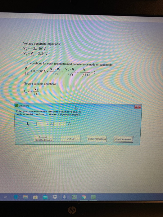 Solved Voltage constraint equations V2 = -22180° V-V, 220V | Chegg.com