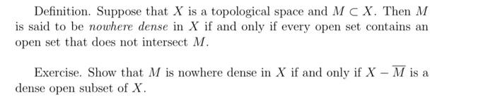 Solved Definition. Suppose that X is a topological space and | Chegg.com