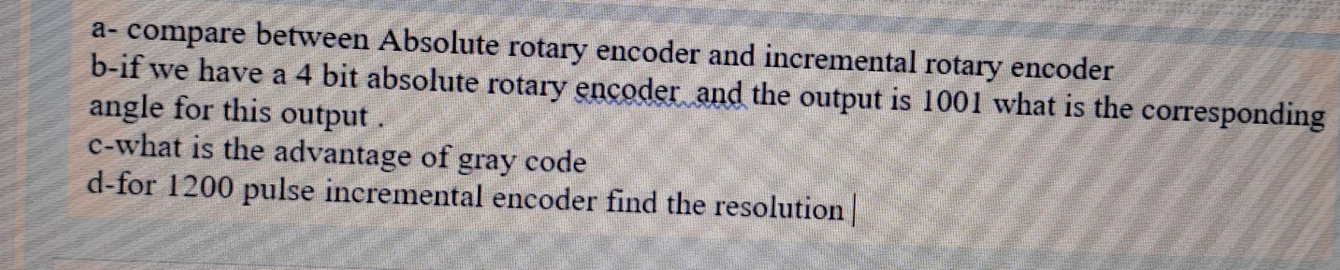 Solved a- ﻿compare between Absolute rotary encoder and | Chegg.com