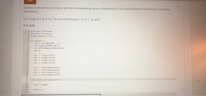 (Solved) : Subtract Element Origlist Corresponding Value Offsetamount ... (Solved) : Subtract Element Origlist Corresponding Value Offsetamount ...