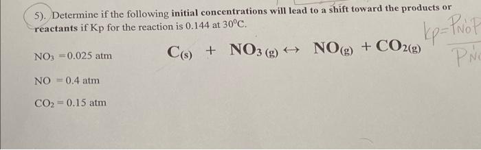 Solved 5). Determine if the following initial concentrations | Chegg.com