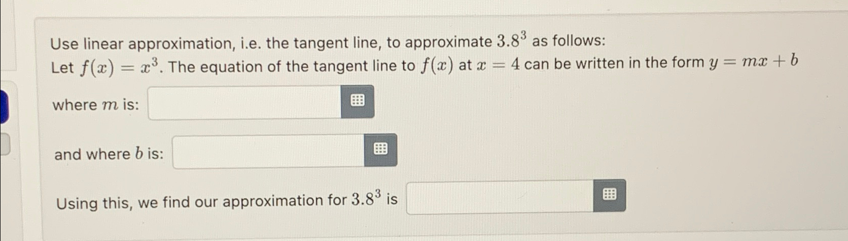 Solved Use linear approximation, i.e. ﻿the tangent line, to | Chegg.com