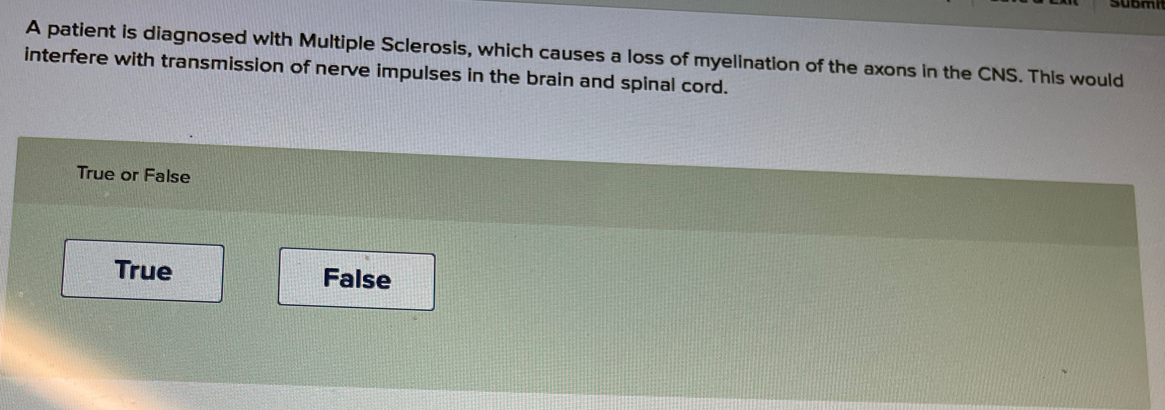 Solved A patient is diagnosed with Multiple Sclerosis, which | Chegg.com