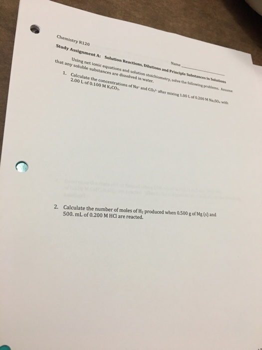 Solved Chemistry R120 Study Assignment A Solution Reactions, | Chegg.com