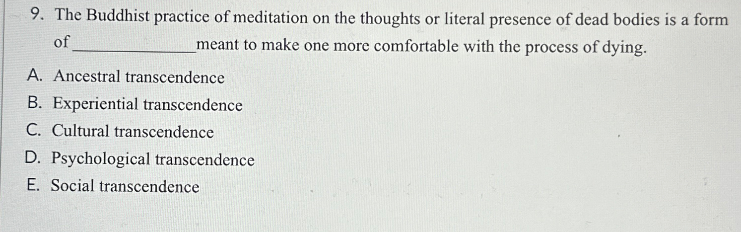 Solved The Buddhist practice of meditation on the thoughts | Chegg.com