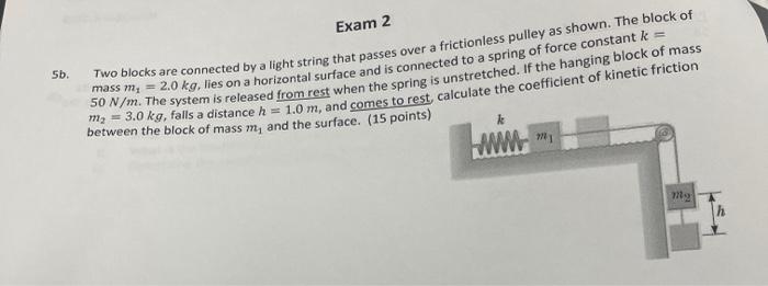Solved 5b. Exam 2 Two blocks are connected by a light string | Chegg.com
