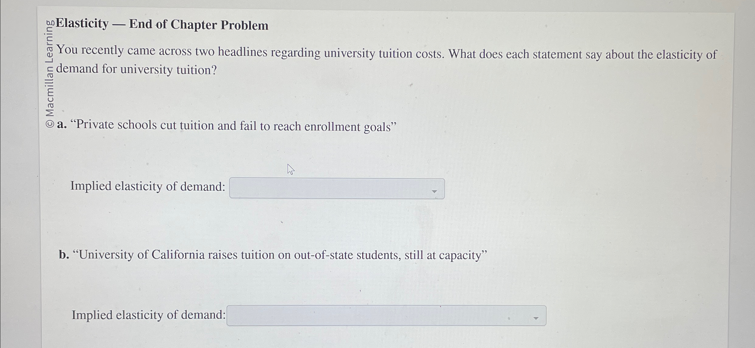 Solved Elasticity - ﻿End of Chapter ProblemYou recently came | Chegg.com