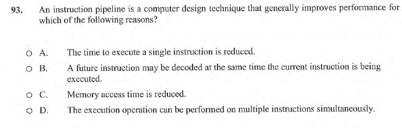 An instruction pipeline is a computer design | Chegg.com