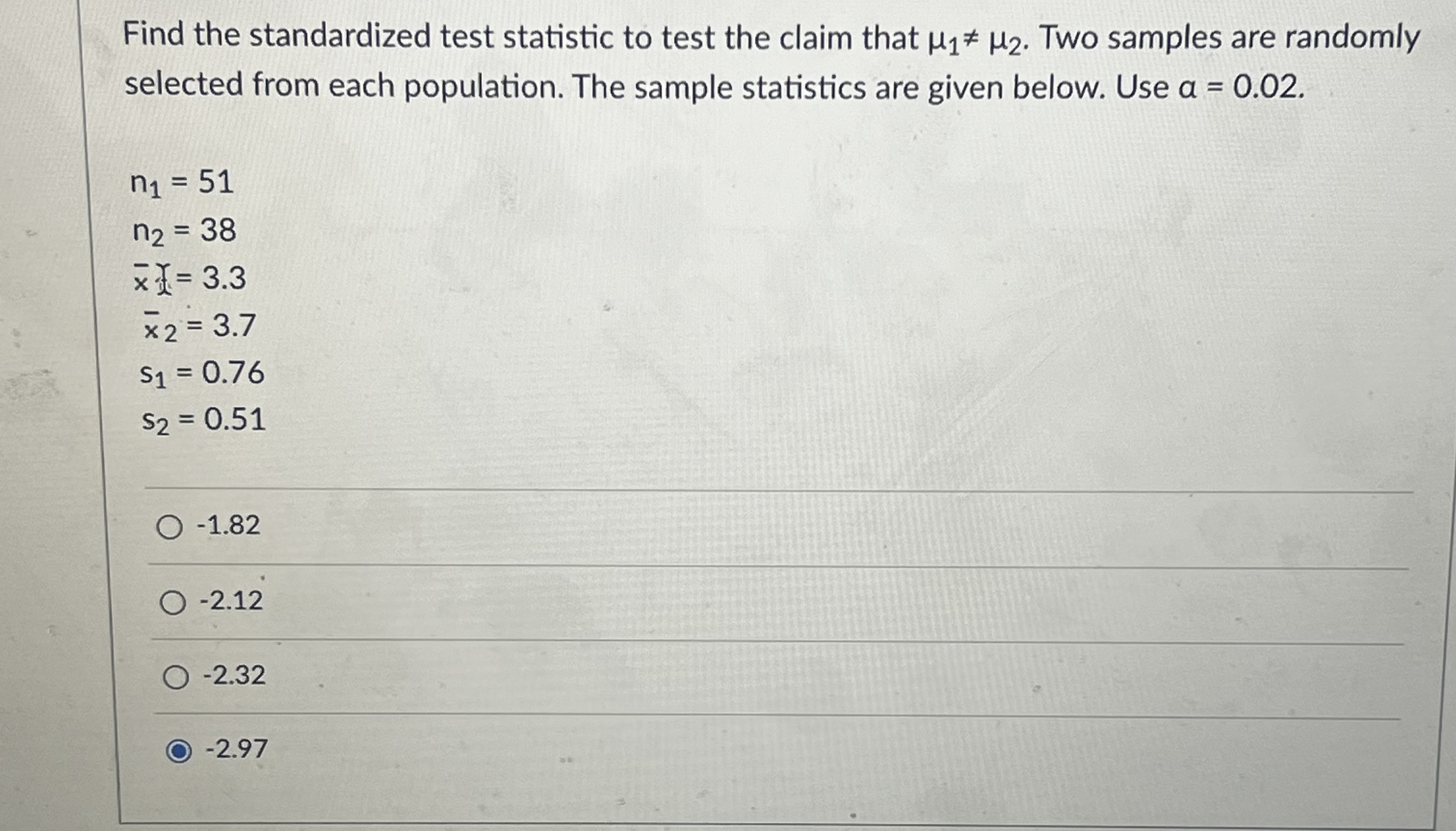 Solved Find the standardized test statistic to test the | Chegg.com
