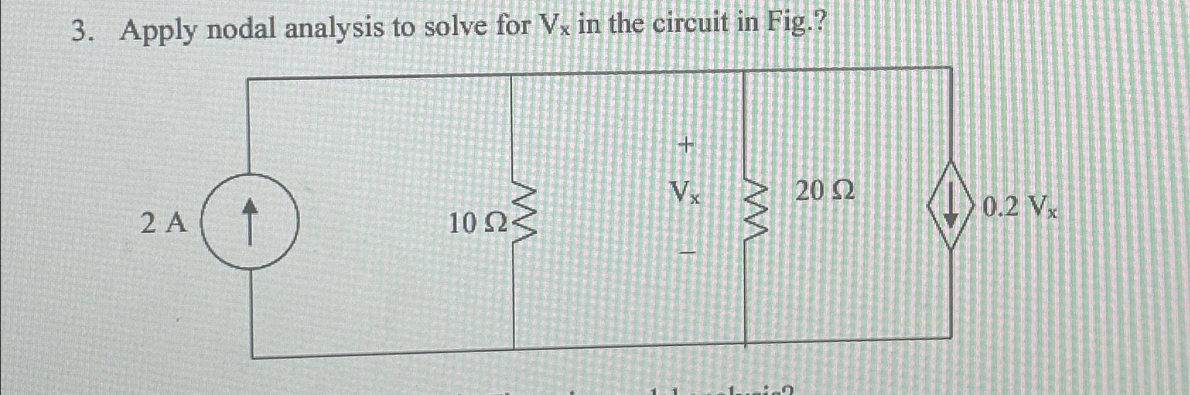 Solved Apply nodal analysis to solve for Vx ﻿in the circuit | Chegg.com