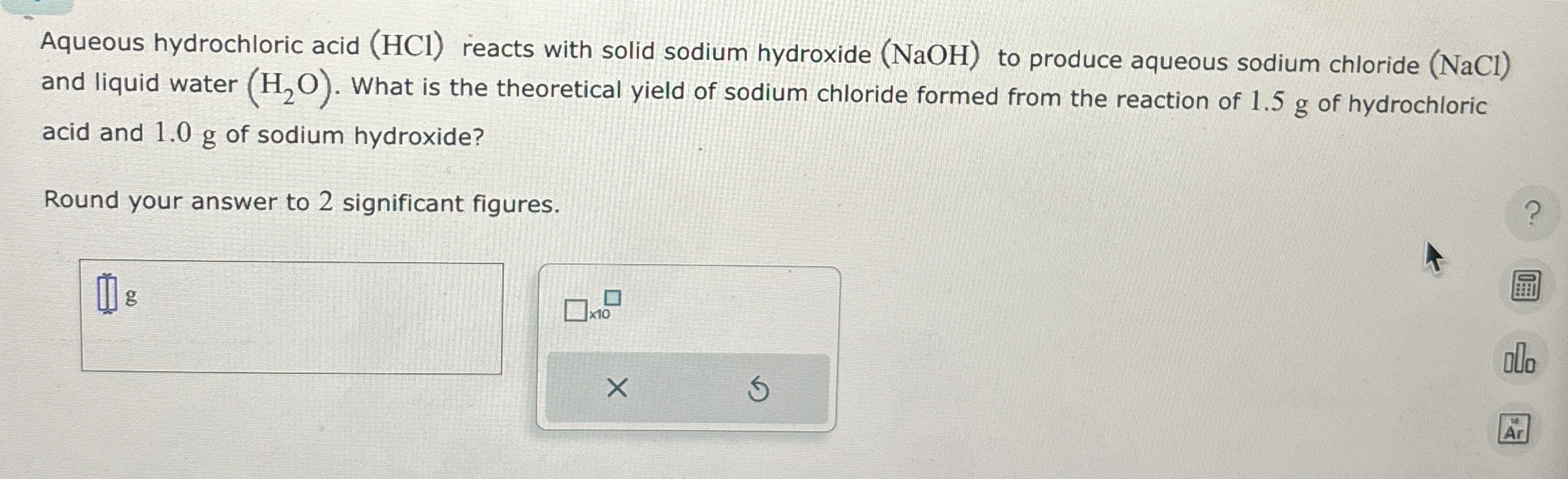 Solved Aqueous hydrochloric acid (HCl) ﻿reacts with solid | Chegg.com