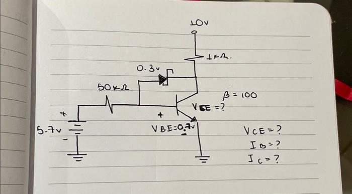 Solved Solve the following circuit, considering a schottky | Chegg.com
