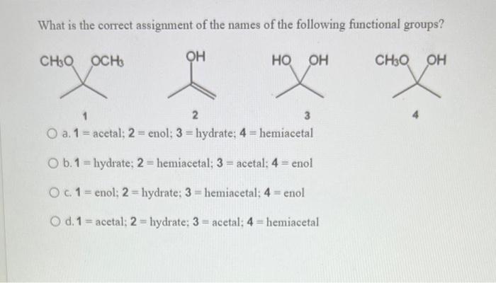 Solved What is the correct assignment of the names of the | Chegg.com