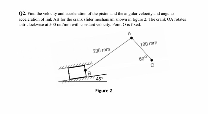 Solved Q2. Find the velocity and acceleration of the piston | Chegg.com