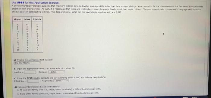 Solved Use SpSS for this Application Exercise: chila at age | Chegg.com