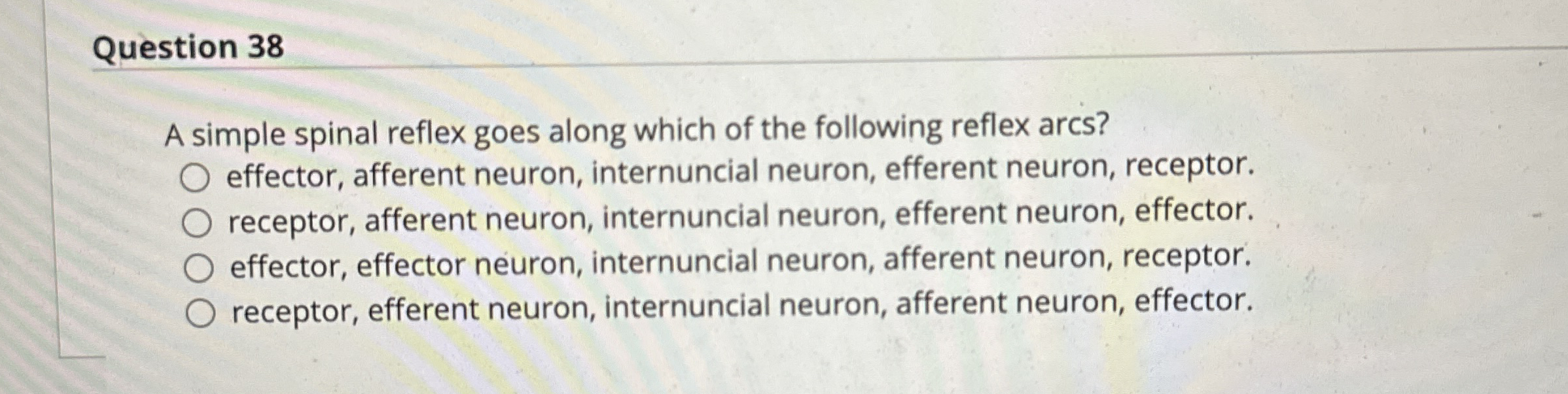 Solved Question 38A simple spinal reflex goes along which of | Chegg.com