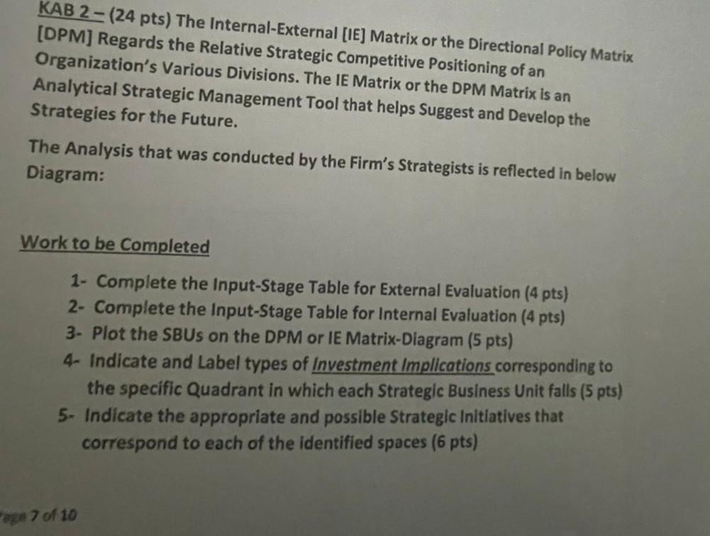 Solved KAB 2 - (24 pts) The Internal-External [IE] Matrix or | Chegg.com
