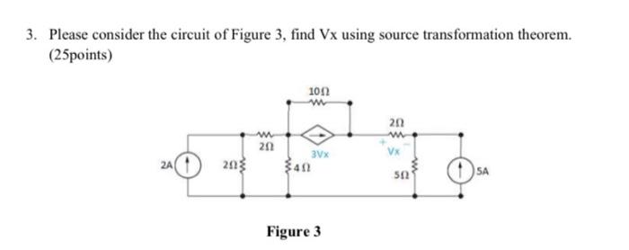 Solved 3. Please consider the circuit of Figure 3, find Vx | Chegg.com