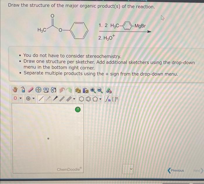Solved draw the structure of tbe major organic product. this | Chegg.com Solved draw the structure of tbe major organic product. this | Chegg.com