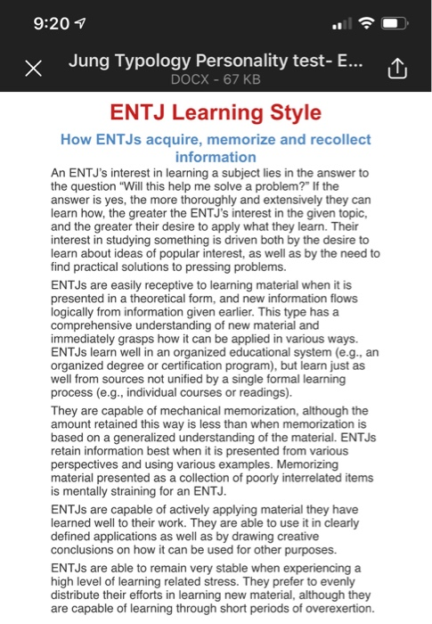 So I took a Jung Typology Personality Test and I need | Chegg.com