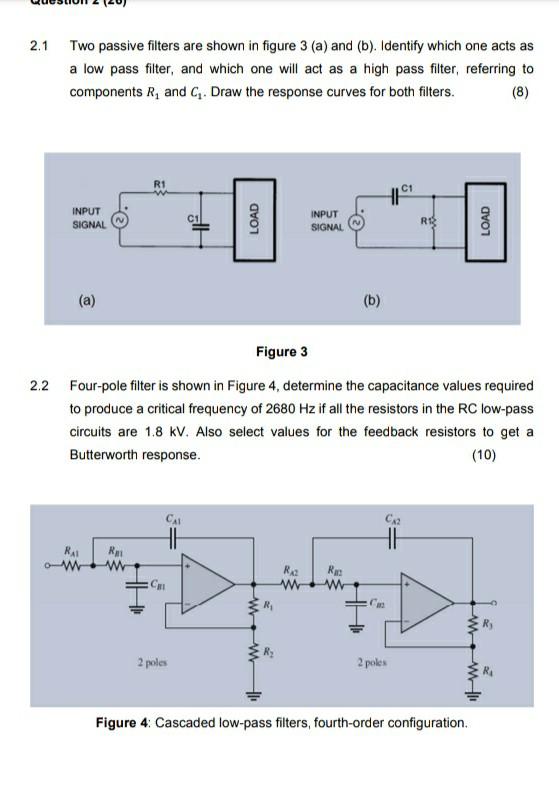 Solved 2.1 Two passive filters are shown in figure 3 (a) and | Chegg.com