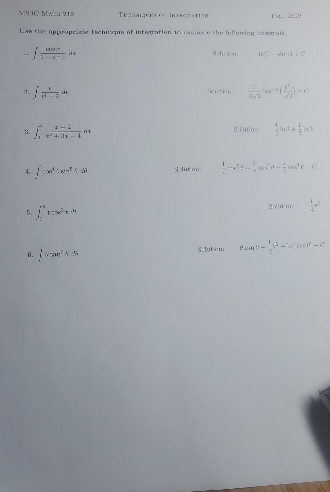 Solved Use the appropriate technique of integration to | Chegg.com