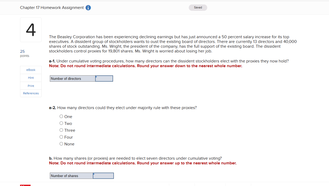 Solved The Beasley Corporation has been experiencing | Chegg.com