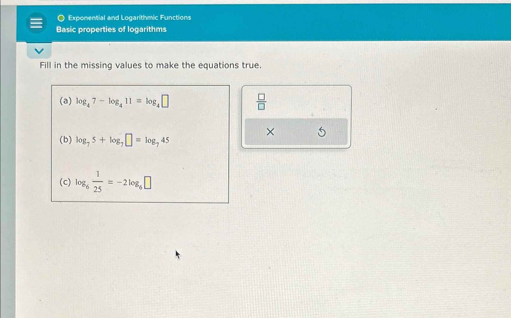 Solved Exponential and Logarithmic FunctionsBasic properties | Chegg.com