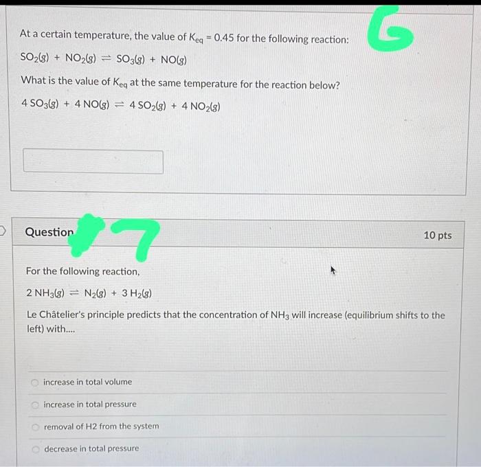 Solved At a certain temperature, the value of Keq=0.45 for | Chegg.com