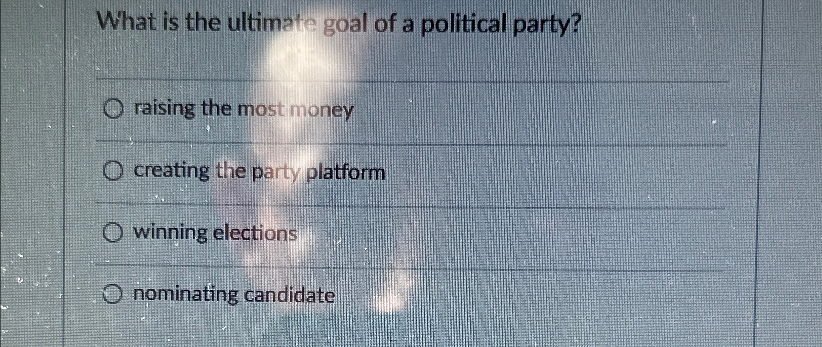 Solved What is the ultimate goal of a political | Chegg.com