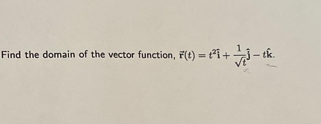 Solved Find the domain of the vector function, | Chegg.com