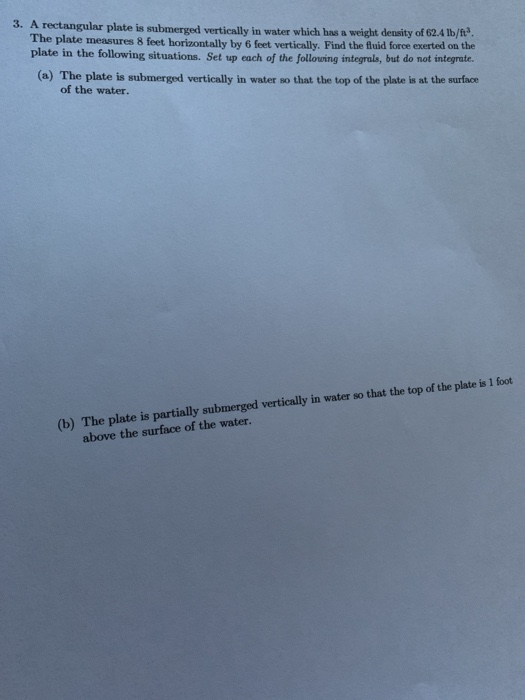 Solved 3. A rectangular plate is submerged vertically in | Chegg.com